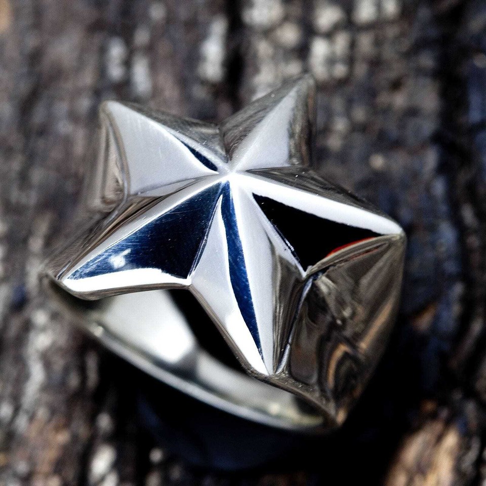 Real 925 Sterling Silver Men's Star Ring Rocker Rock New | eBay