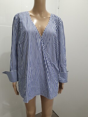 SUSSAN TAG 16 BLUE WHITE CROSS OVER LONG SLEEVE TOP 100% BNWTS | eBay ...