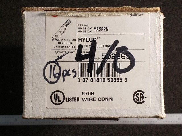 BURNDY Ya28-2n YA282N Compression Lug 4/0 AWG Cop 2h Purple Die 15 for ...