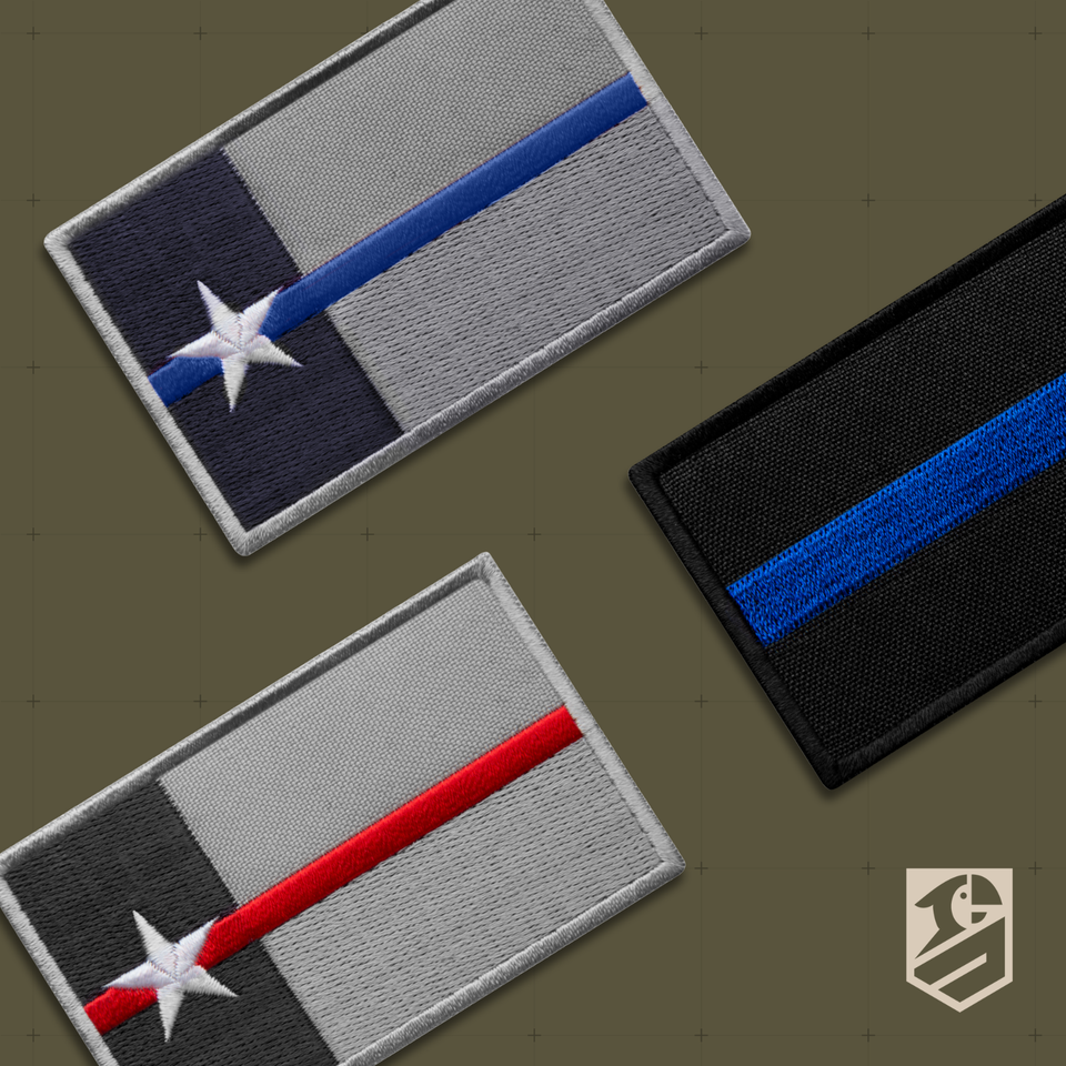 2Pcs Blue Line Flag Patch, Embroidered Texas Flag Patch with Thin Blue ...