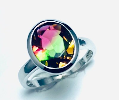 R6283W Water Melon Mt. St. Helens Helenite Ov 9x11mm 2.5CSterling ...