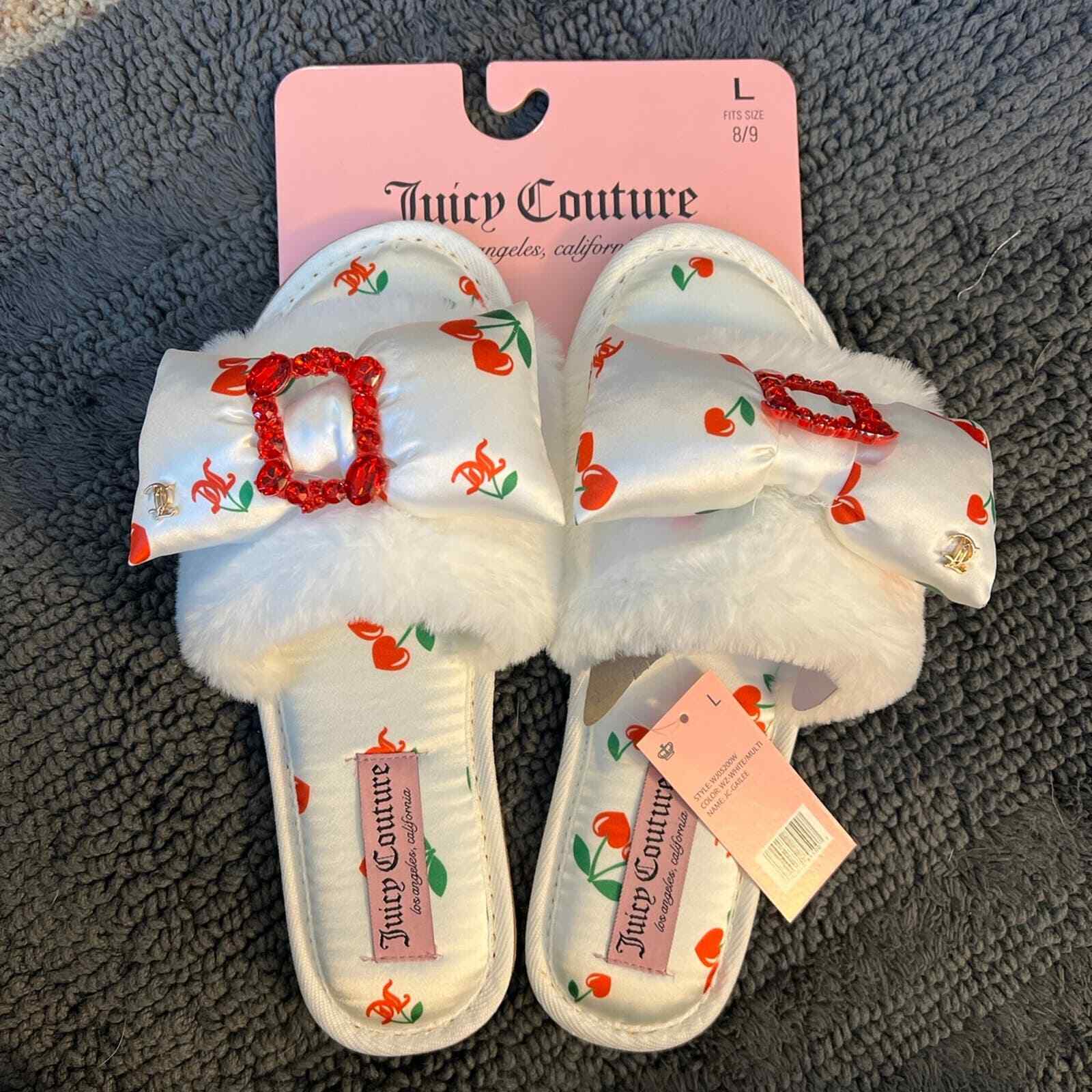 Juicy couture, white cherry slippers with red Jewels bnwt | eBay