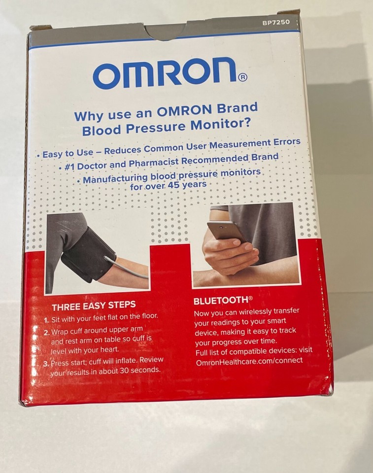 Omron 5 Series Upper Arm Blood Pressure Monitor BP7250, NEW DMGD BOX ...
