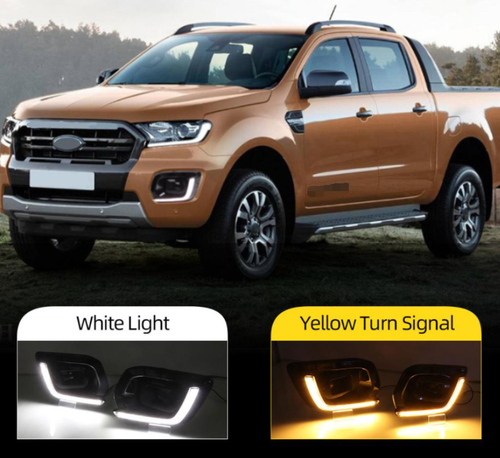 For Ford Ranger 2019-2021 LED L-Shaped Fog Lights DRL Streamer Turn ...