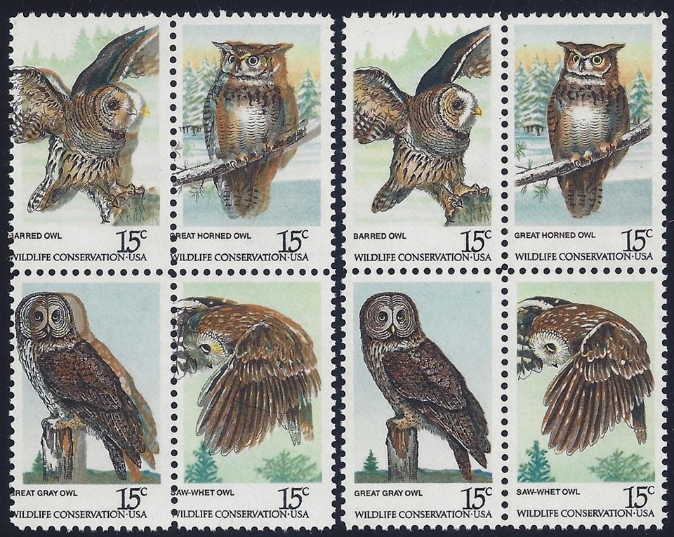1760 - 1763a Color Shift Error / EFO "Owls" Block of 4 Mint NH | eBay