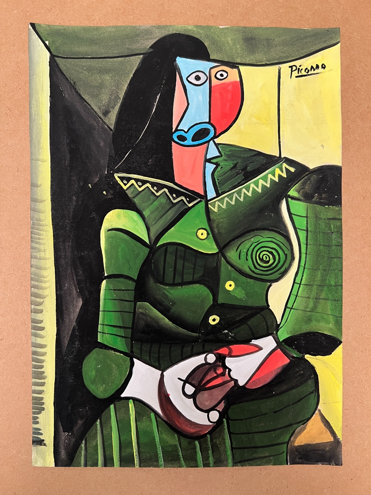 Pablo Picasso (Handmade) Drawing On Paper Signed & Stamped Mixed Media ...