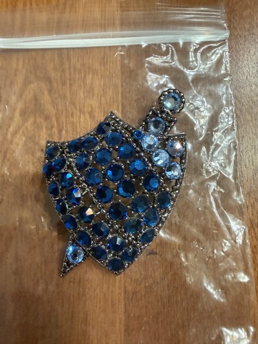 vintage weiss rhinestone brooch blue sword & shield | eBay