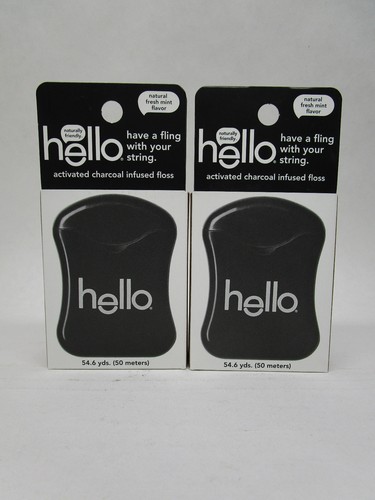 2 Pks Hello Activated Charcoal Infused Black Floss Vegan Natural ...