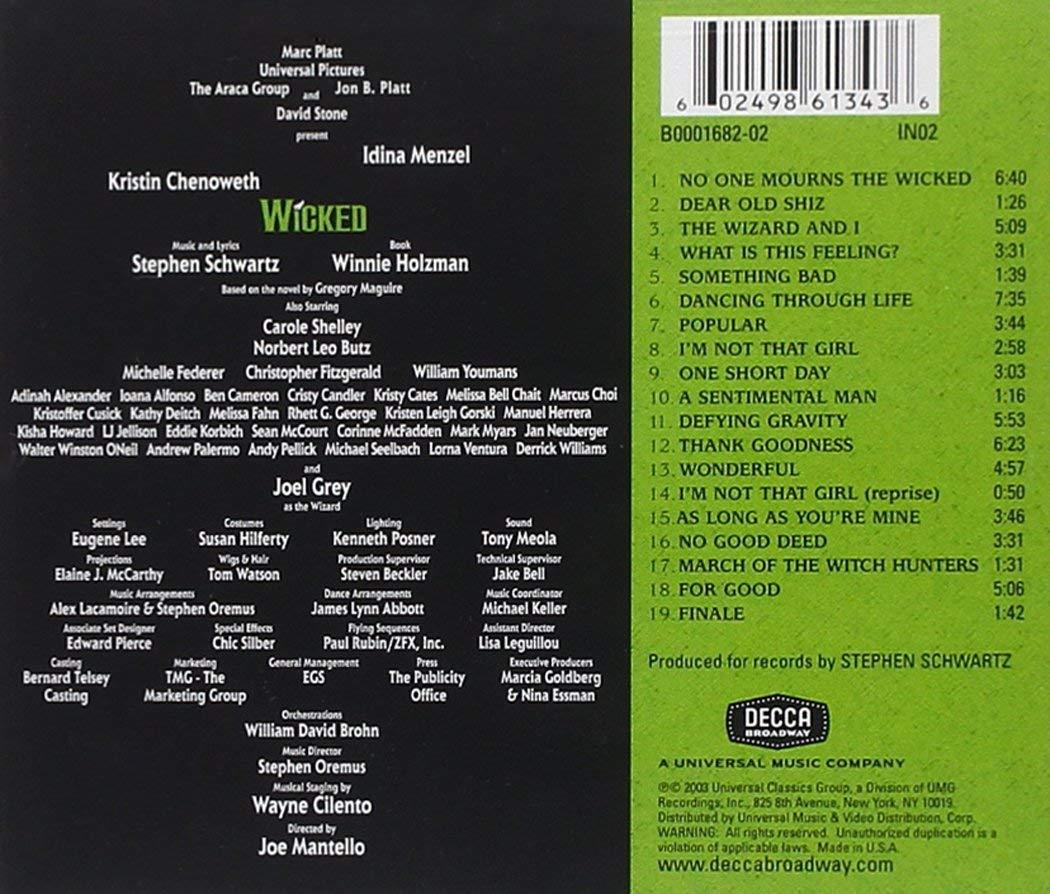 Wicked: A New Musical [Original Broadway Cast Recording] (CD, 2003 ...