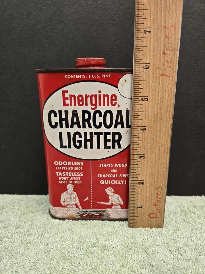 Vintage Energine Charcoal Lighter 1 Pint Metal Advertising Tin Can ...