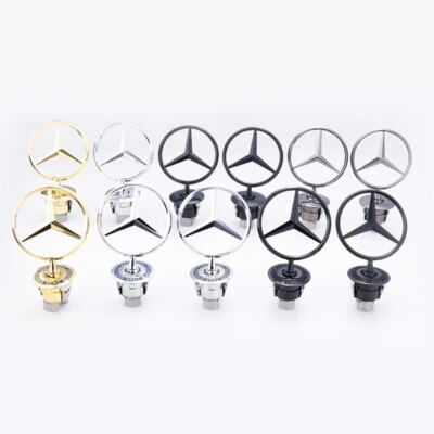 Mercedes Benz Bonnet Raised Star Emblem Badge Metal Class 44mm Emblem ...