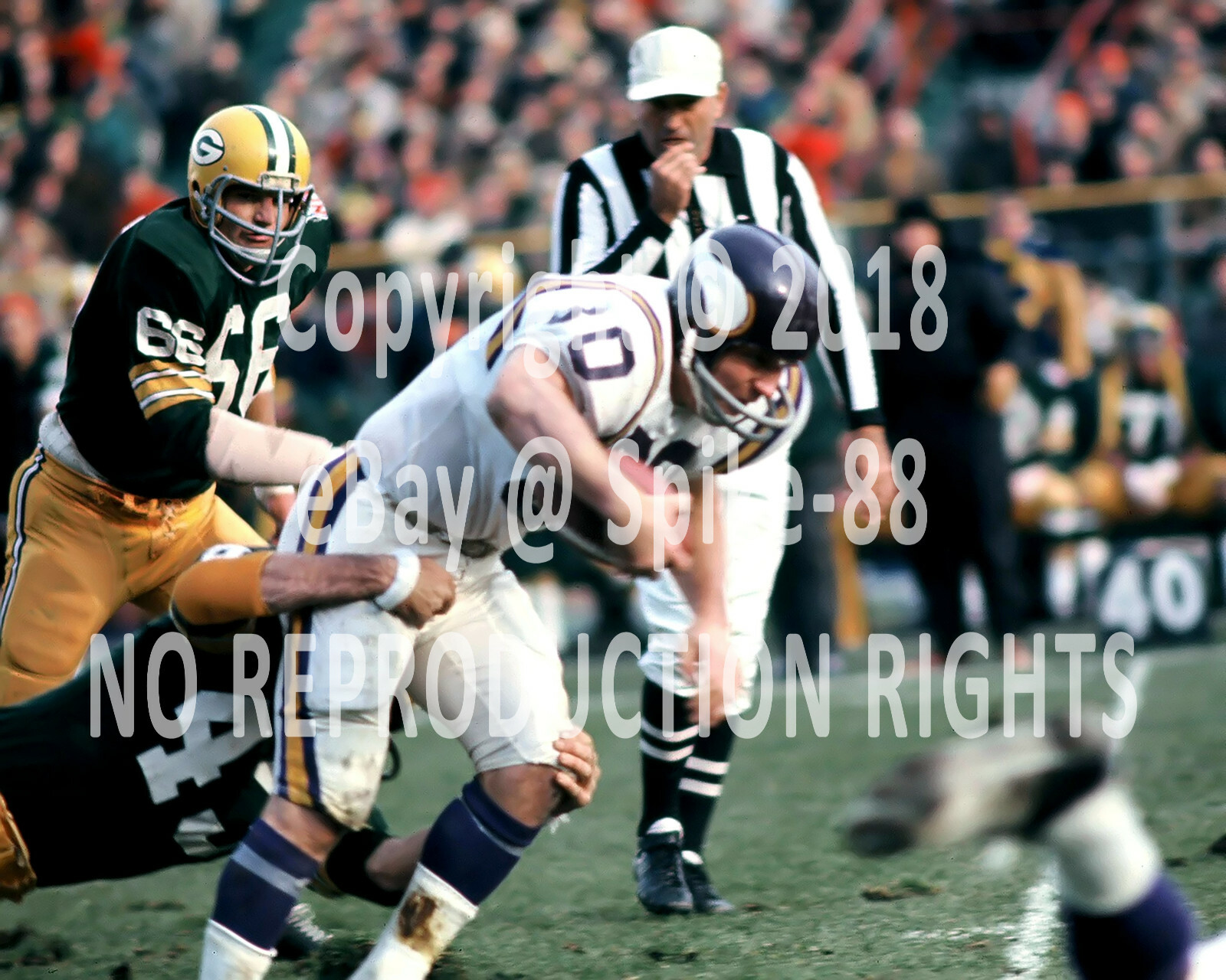 BILL BROWN MINNESOTA VIKINGS CHASED BY GREEN BAY PACKERS RAY NITSCHKE ...