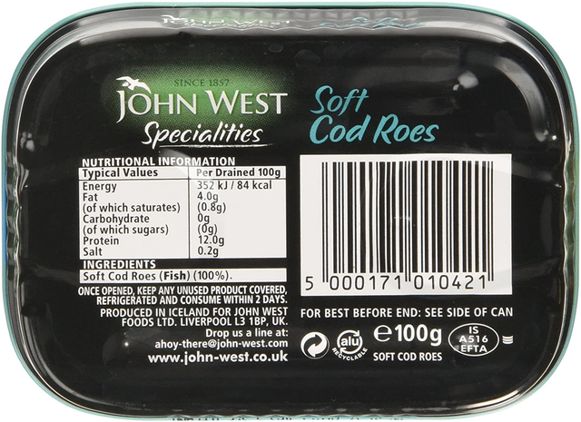 John West Soft Cod Roes 100 G (pack of 6) for sale online | eBay