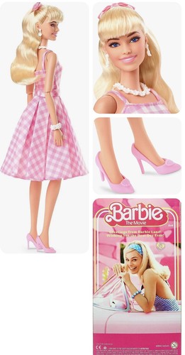 Barbie The Movie Doll Margot Robbie Barbie Pink Gingham Dress ...