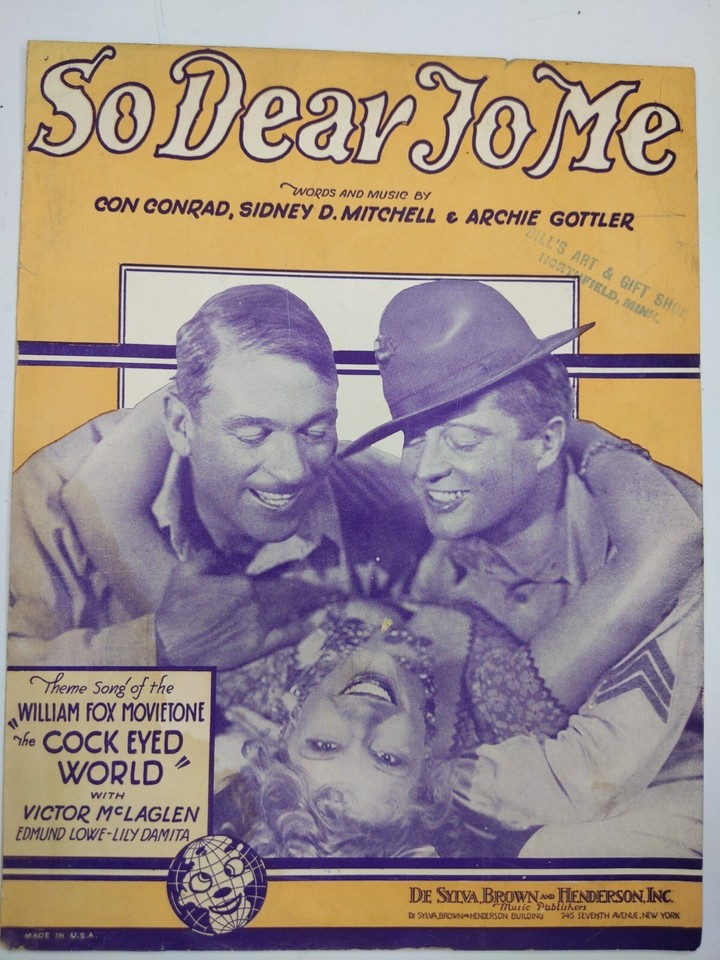 1929 So Dear To Me, Cock Eyed World Theme Sheet Music Risque Northfield ...