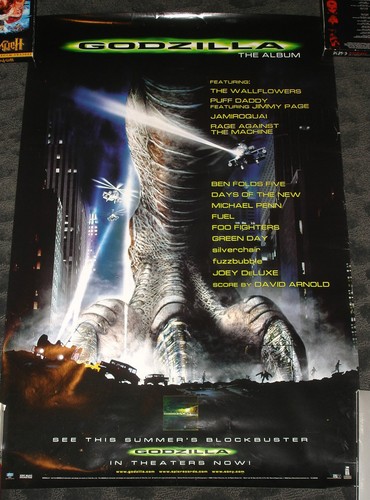 GODZILLA Movie soundtrack promo Poster Puff Daddy Jimmy Page Fuel Ben ...