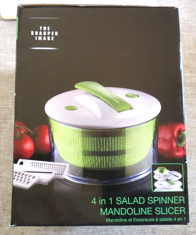 Sharper Image 4-in-1 Salad Spinner, Mandoline Slicer Serve & Store 5 Qt ...