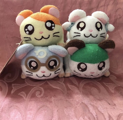 Rare Vintage Set Epoch Hamtaro Bijou Cappy Dexter Laying Down Bean Bag ...