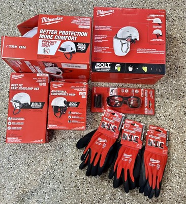 Milwaukee Bolt Front Brim Hard Hat, Full Face Shield, Eye Visor, Ear ...