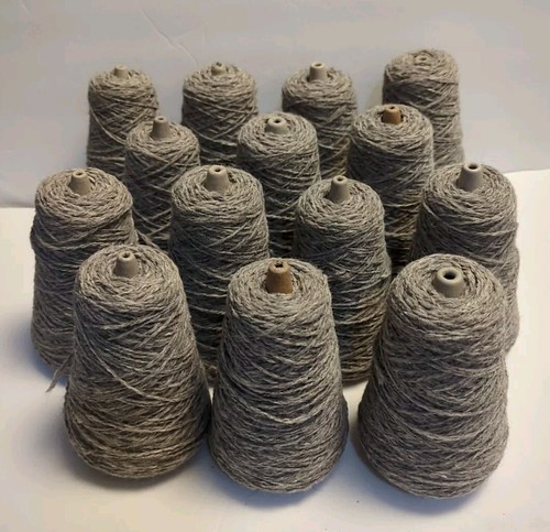 Yarn Lot 14 Yarn Cones Gray Grey Winter Sky Acrylic Perfect Dyeing Bulk ...