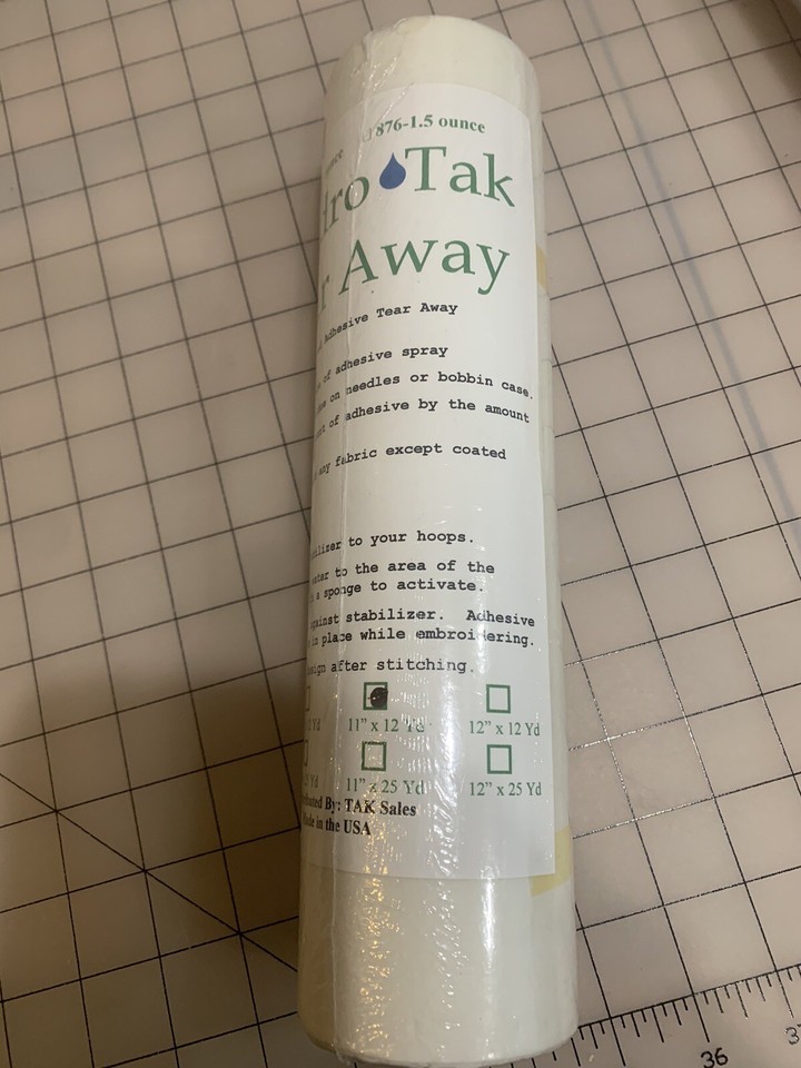Hydro Tak Tear Away Stabilizer 11" x 12 yds | eBay