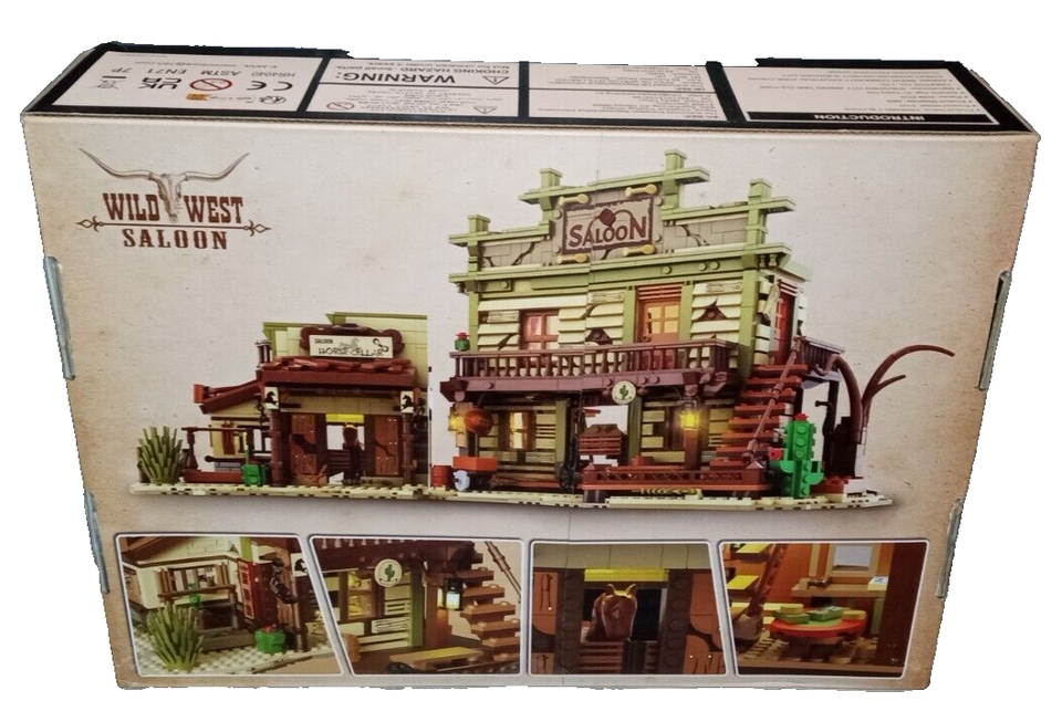 INSOON 2056 PCS Western Saloon Construction Mini Building Kit LED Light ...