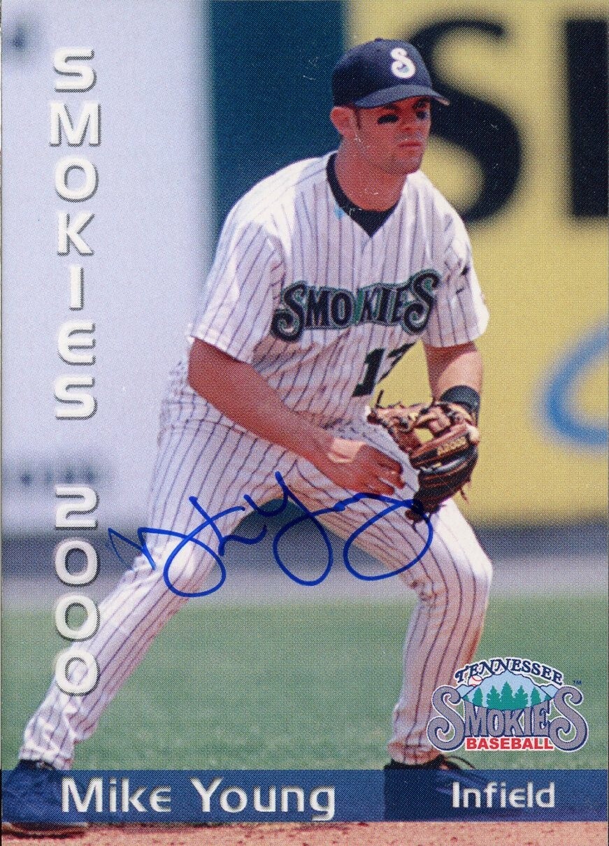 2000 Tennessee Smokies MICHAEL YOUNG Signed Card autograph AUTO RANGERS ...