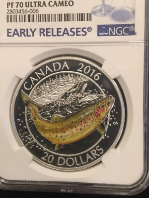 2016 Canada S$20 Canadian Salmonids Atlantic Salmon Colorized NGC PF70 ...