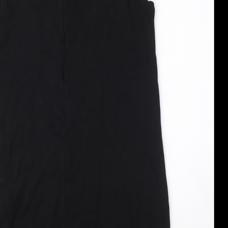 Mango Womens Black Viscose Blend Shift Size XL- Crocheted Lace Det ...