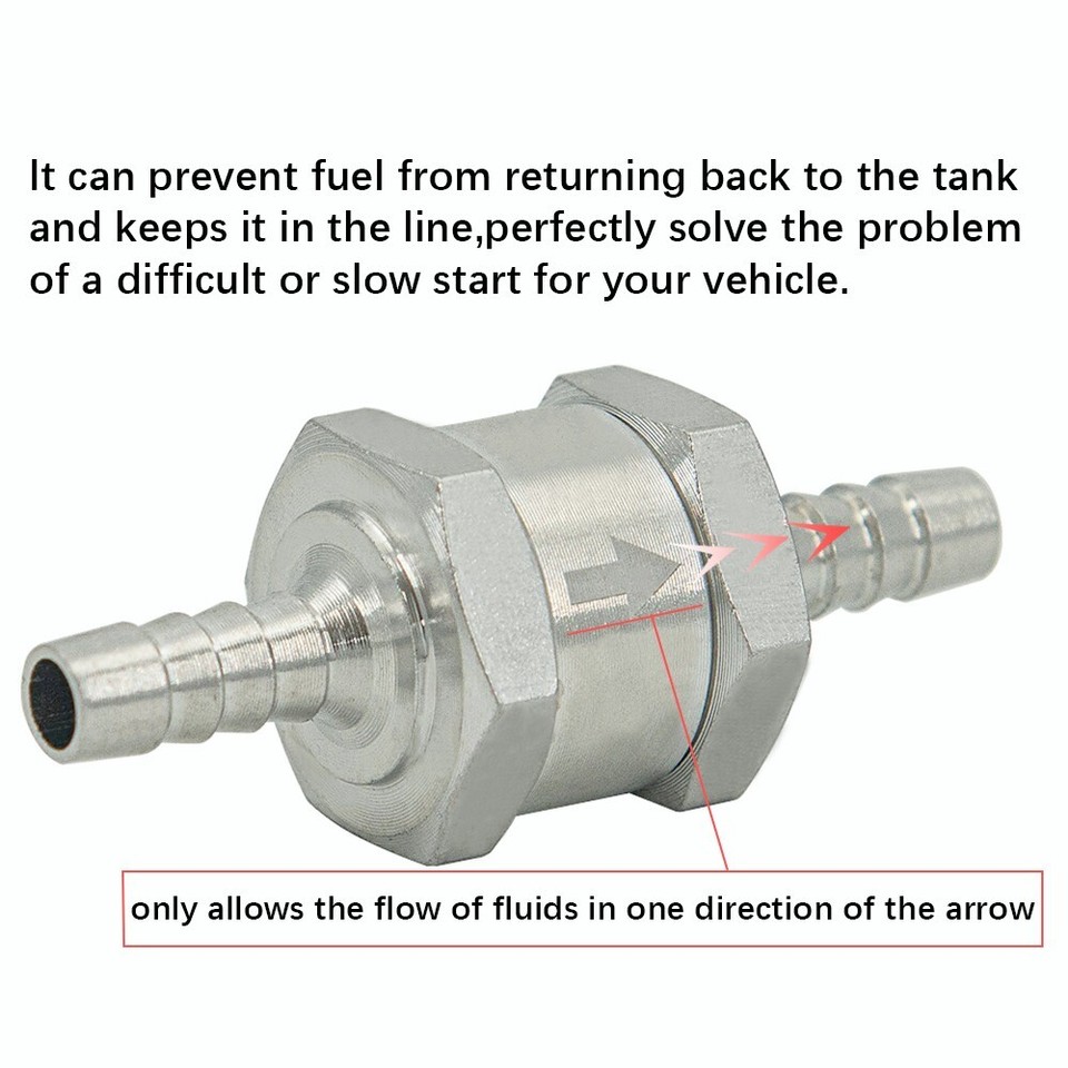 2Pcs 6mm 1/4" Aluminium Fuel Line One Way Non Return Check Valve Petrol ...