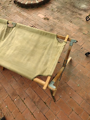 Vintage Wood & Canvas Folding Camping Cot 75” x 27x 17” Army Boy Scout ...