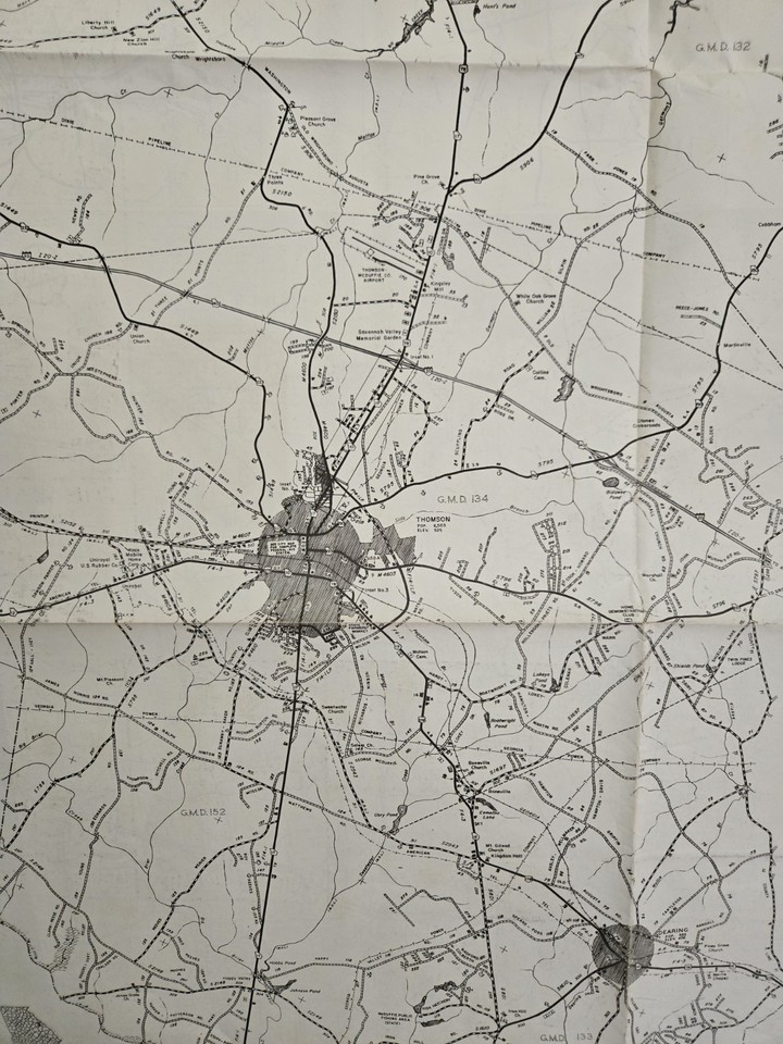 1977 Georgia State Map Large Fold Out Local Advertising Thomson Dearing ...