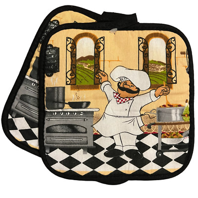 Chef Kitchen Stove Pots Square Pot Holder Set Heat Resistant Hot Pads ...