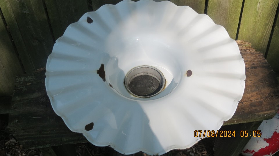 Antique Green Porcelain 20” Radial Wave Light shade | eBay