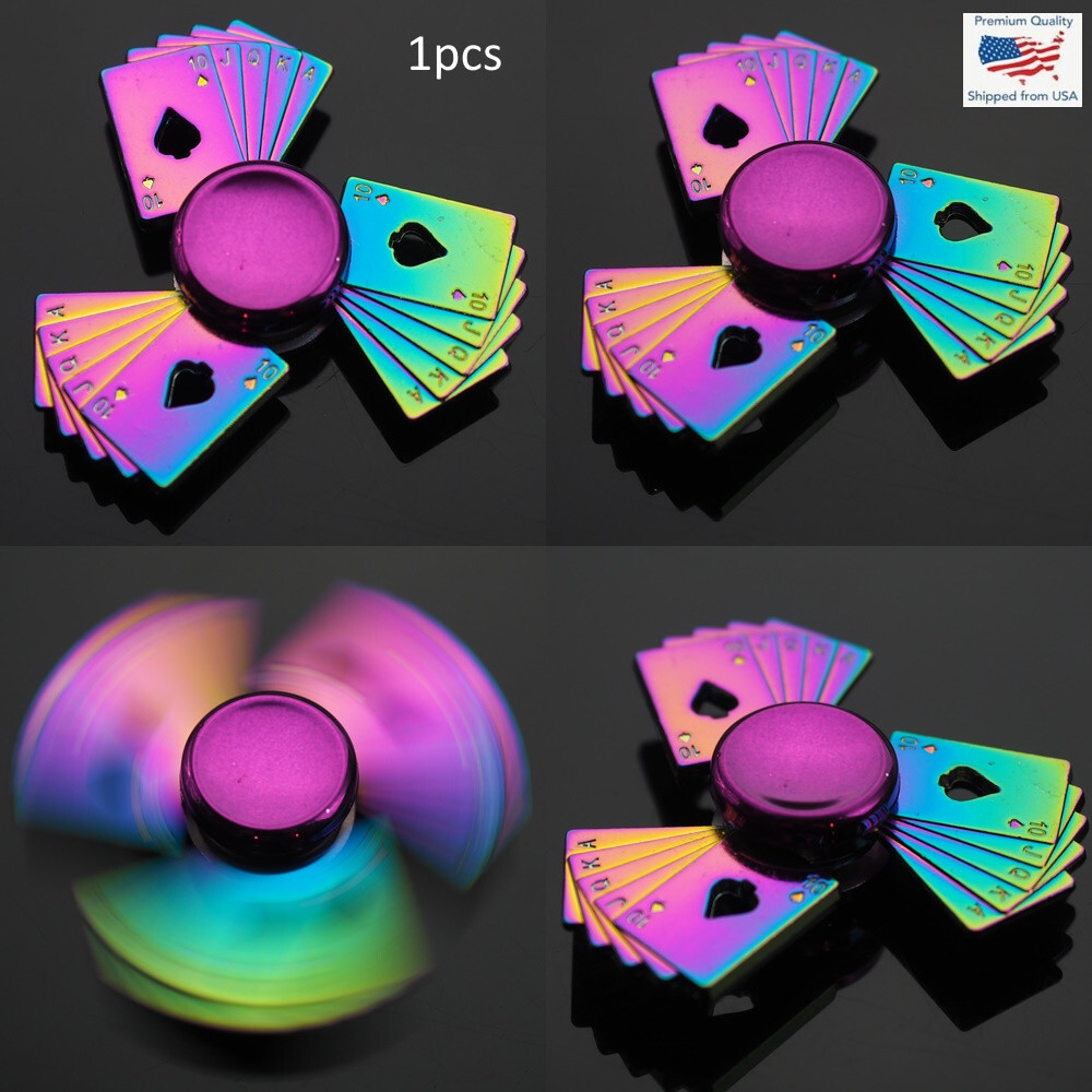 Royal Flush Ace of Spades Fidget SIGN Spinner EDC Neon Rainbow Cool ...