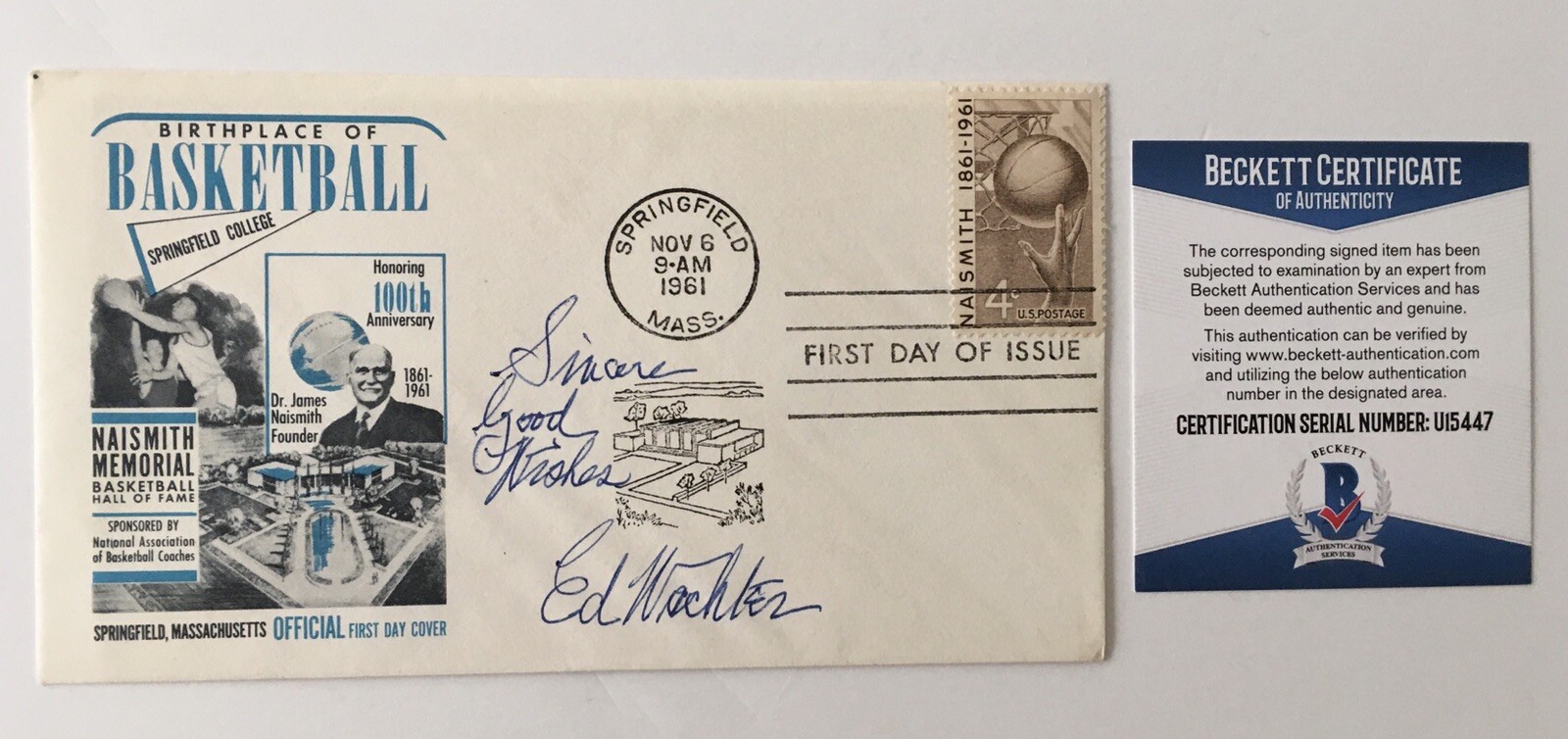 Ed Wachter Signed Autographed First Day Cover BAS Beckett Cert ...