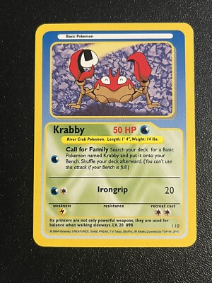 Pokemon Funskool 2004 - Krabby 110 - Rare Trading Card US Seller | eBay