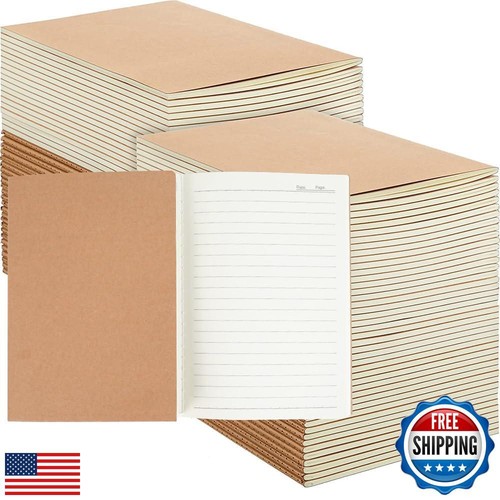 90pack Bulk A5 Journal Notebook, Kraft Cover 80 Pages Lined Paper ...