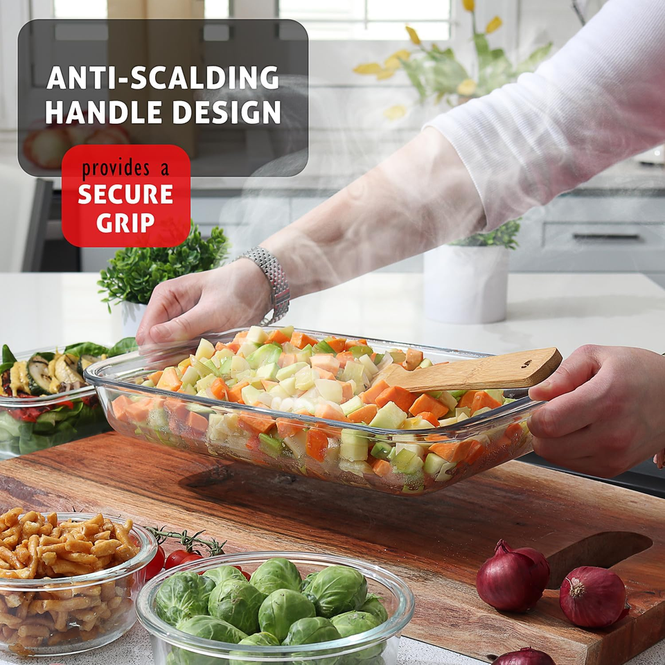 4-Pack Glass Food Storage Containers with Lids, Baking Pans Set, Glass ...
