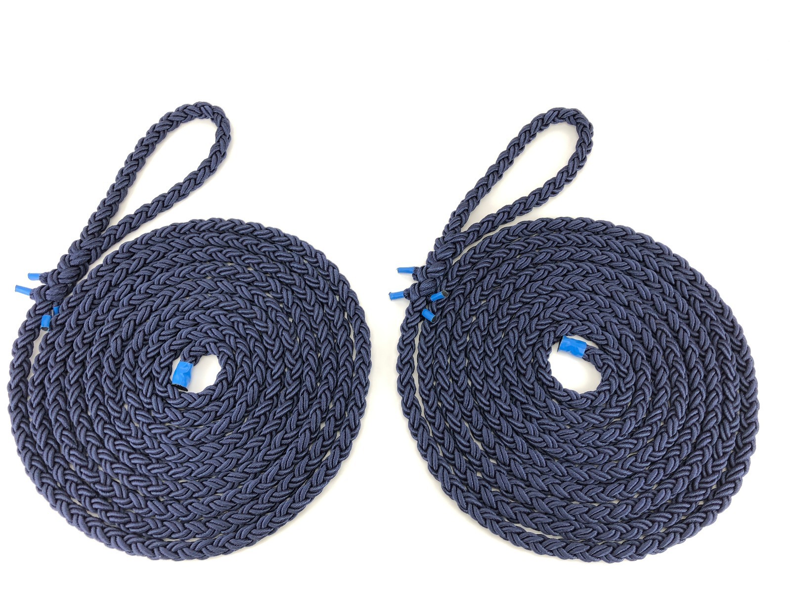 2 x 10 Metres Of 12mm Navy Blue 8 Strand Nylon Mooring Ropes Lines ...