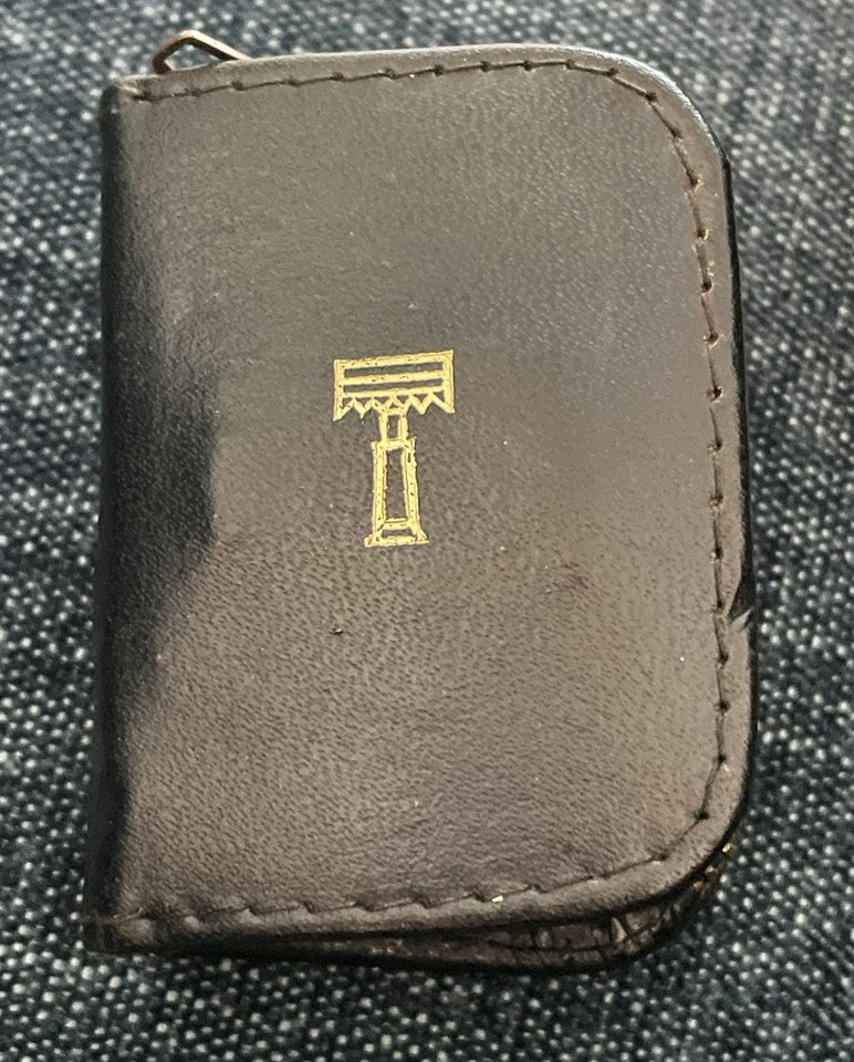 Vintage Gillette Mini Travel Razor In Zippered Real Leather Travel Case ...