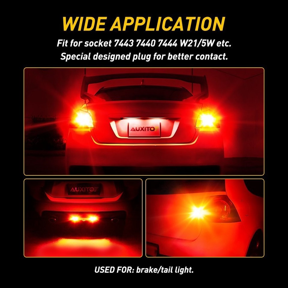 2X 7441 7443 7440 Red LED Strobe Flash Brake Light Parking Safety ...