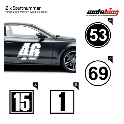 2x Startnummer Oldtimer Auto Motorrad Boot Go-Kart Modellbau Nummer ...