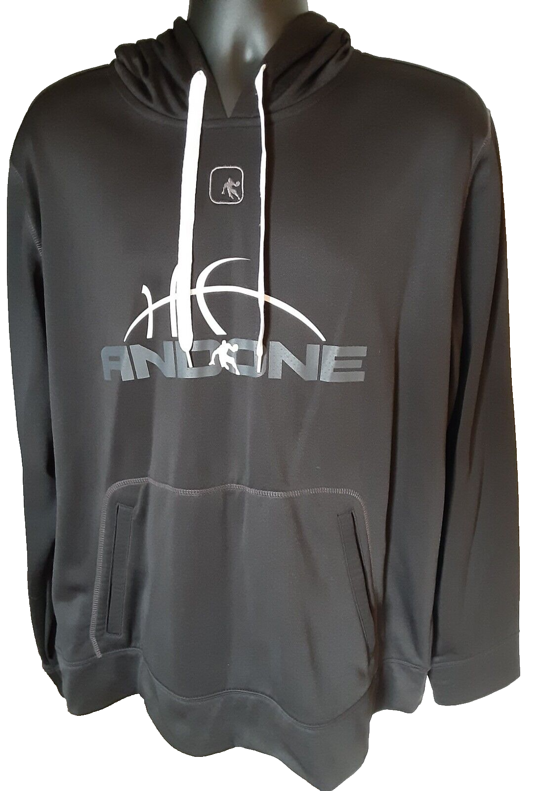 AND1 Pullover Hoodie Men's Large Black/Grey Basketball Polyester Fleece ...