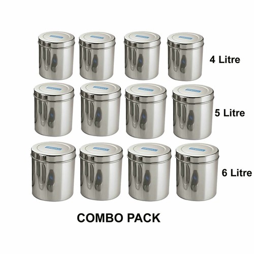 12 Pcs Set Stainless Steel Storage Box Kitchen Dabba Container Canister ...