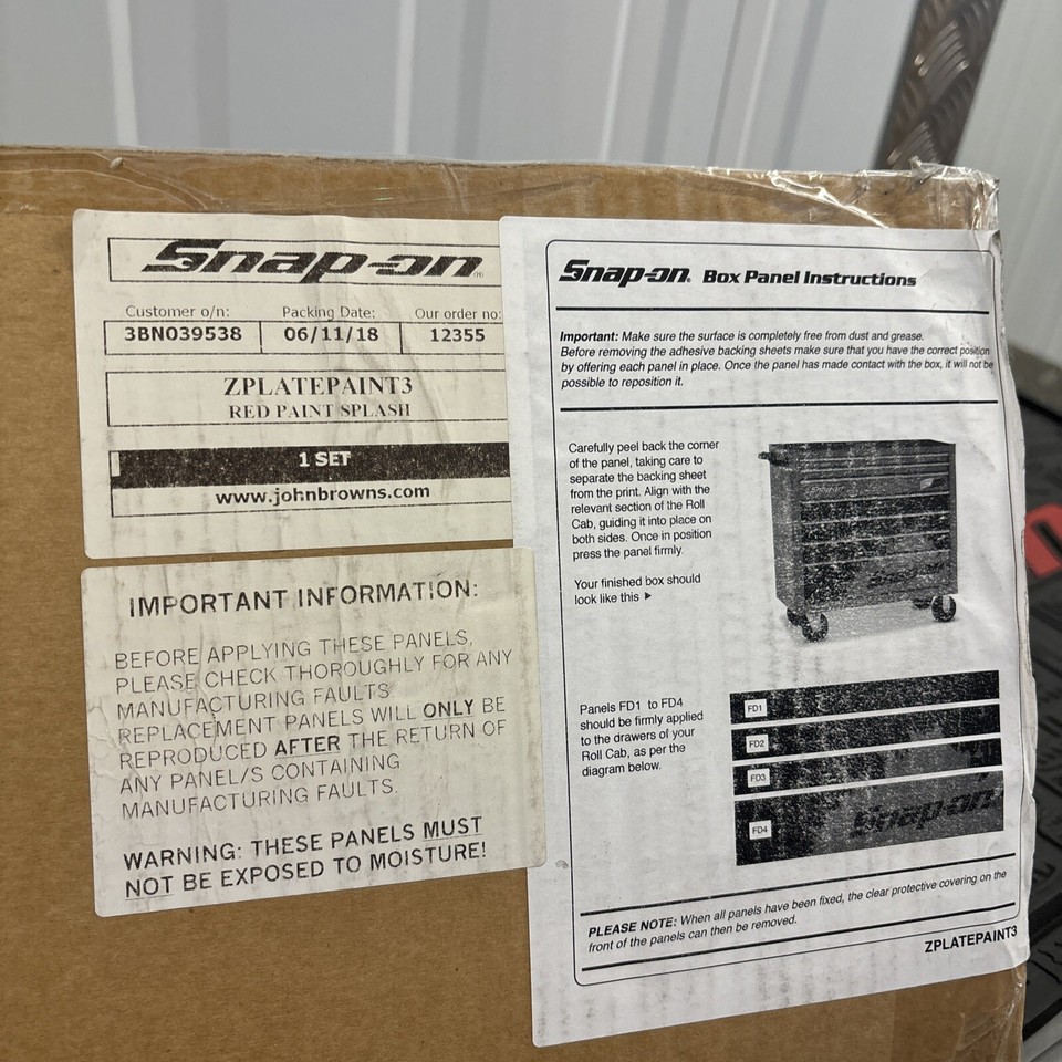 Decals Only Snap On Tools 40" Roll Cab ToolBox Graphics Red Paint ...