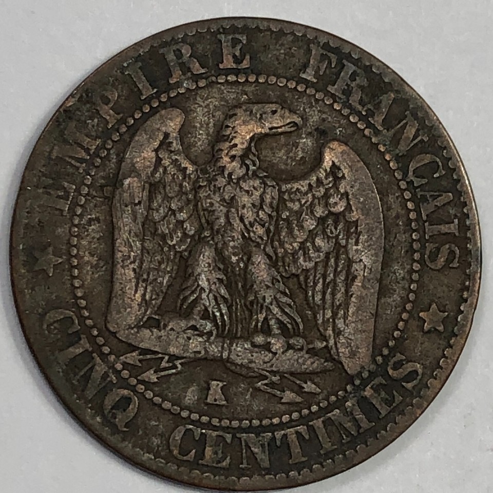 1854-K Napoleon III Empereur Five Centimes Foreign Coin #2412 | eBay