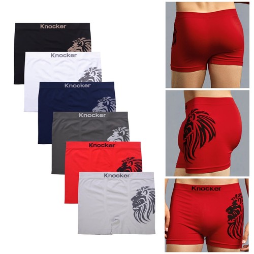 6 Mens Seamless Boxer Briefs Microfiber Compression Underwear #035 Lion ...