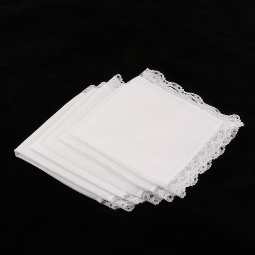 5pcs Men Women Vintage Wedding Lace 100% Cotton Handkerchiefs White ...