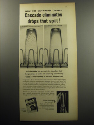 1957 Cascade Detergent Ad - Cascade eliminates drops that spot | eBay